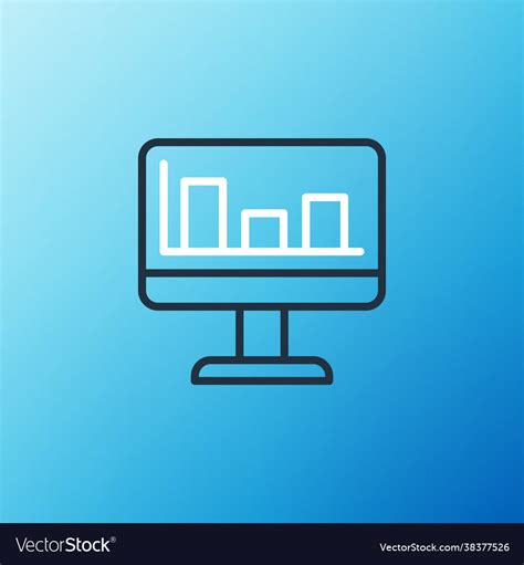 Line Computer Monitor With Graph Chart Icon Vector Image