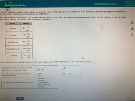 Solved Mu O Matter Calculating Mass Density Geprge Chemist