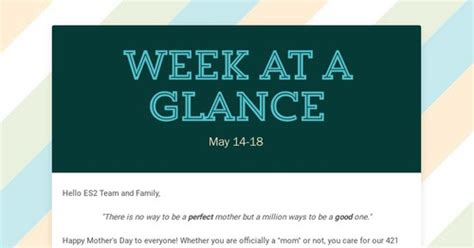 Week At A Glance Smore Newsletters For Education