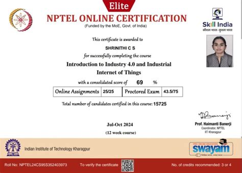 Shrinithi Selvaraj On Linkedin Nptel Industry4 Iiot