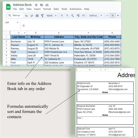Digital Address Book Google Sheet Printable Address Book Template Excel Etsy