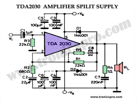 Tda2030 Amplifier Split Supply Circuit Diagram Tronicspro