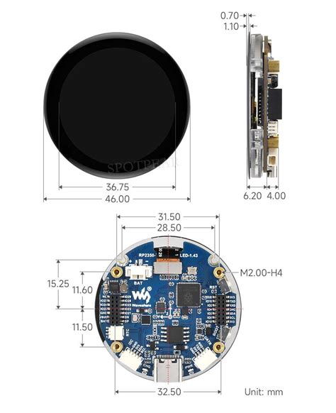 Raspberry Pi Pico 2 RP2350 1 43 Inch AMOLED TouchScreen Development Board 466x466 1 43inch