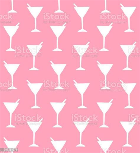 화이트 핸드 그린 낙서 스케치 마티니 칵테일 실루엣의 벡터 매끄러운 패턴 유리 재료에 대한 스톡 벡터 아트 및 기타 이미지