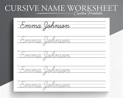 Personalized Cursive Name Tracing Sheet Cursive Name Writing Cursive Name Worksheet Learn To