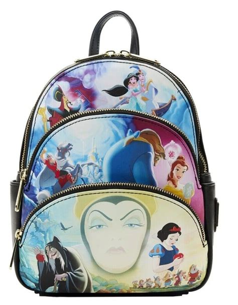 Loungefly Disney Princess And Villain Mini Backpack Triple Pocket Scenes
