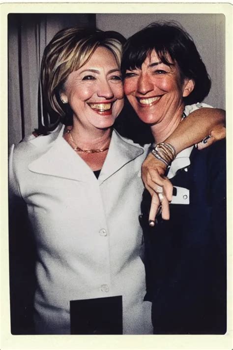 A Polaroid Of Hillary Clinton And Ghislaine Maxwell Stable Diffusion