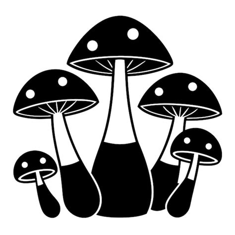 버섯 실루 터 일러스트레이션 프리미엄 벡터
