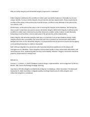 Why Are Entity Integrity And Referential Integrity Important In A Database Docx Why Are Entity