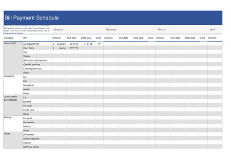 Excel Payment Schedule Template