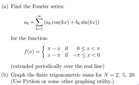 Solved A Find The Fourier Series Ao Ak Cos Kr Bk