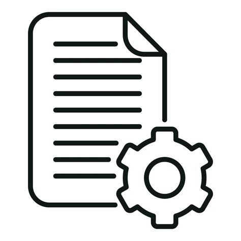 Paper Document Gear Icon Outline Vector Victory Training 34121402