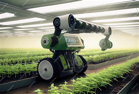 Premium Photo Robot Farming Harvesting Agricultural Products In