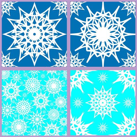 Set Of Seamless Snowflake Patterns Stock Vector Illustration Of