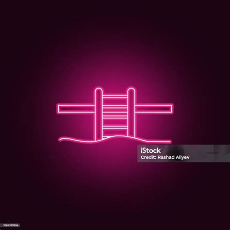 수영장 아이콘의 사다리입니다 네온 스타일 아이콘에 호텔의 요소입니다 정보 그래픽 모바일 응용 프로그램 웹 디자인 웹 사이트에 대 한 간단한 아이콘 개념에 대한 스톡 벡터