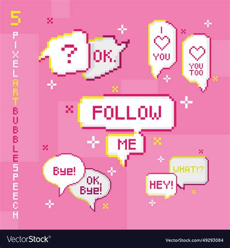 Set Of Pixel Speech Bubbles With A Cartoon Vector Image