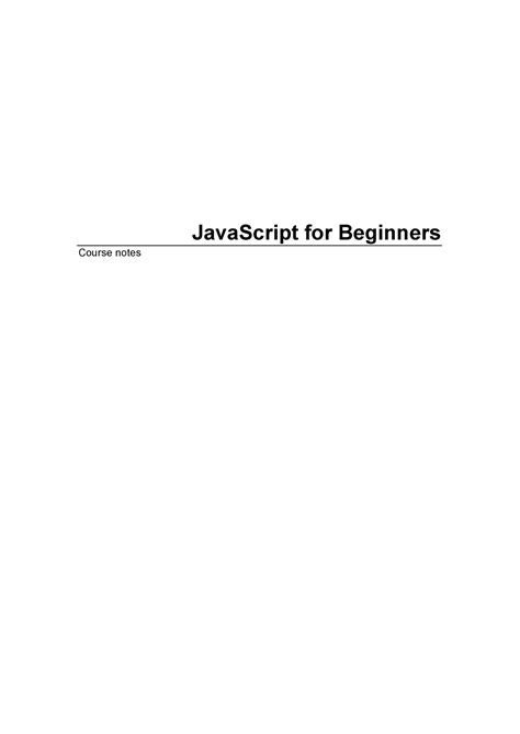 Java Script Course Notes Course Notes Javascript For Beginners 1 What
