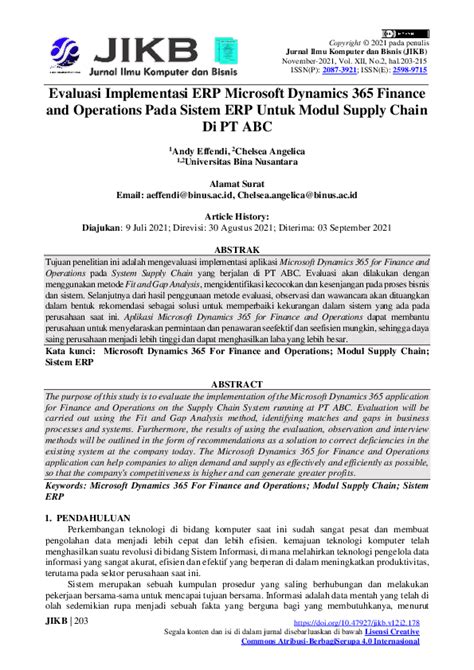 Pdf Evaluasi Implementasi Erp Microsoft Dynamics 365 Finance And Operations Pada Sistem Erp
