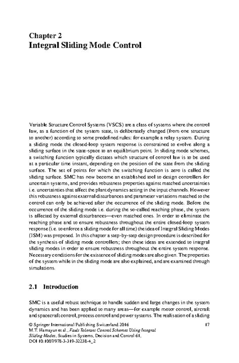 Chapter 2integral Sliding Mode Control Chapter 2 Integral Sliding Mode Control Variable