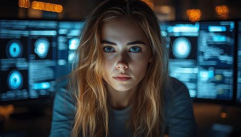Ai Cyber Security Concept Female It Computer Specialist Analyzing Artificial Intelligence