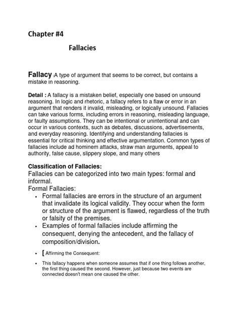 Chapter 4 Logic Pdf Fallacy Argument