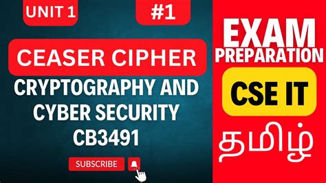 Caesar Cipher Explained Unit 1 Cryptography And Cyber Security Cb3491 Anna University Exam