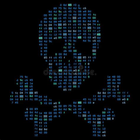 Hi Tech Crossbones Death Skull Danger Sign From Binary Code It