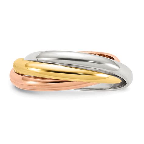 14k Tri Color Gold Triple Rolling Ring Set