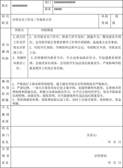 个人岗位廉政风险排查登记表word文档在线阅读与下载无忧文档