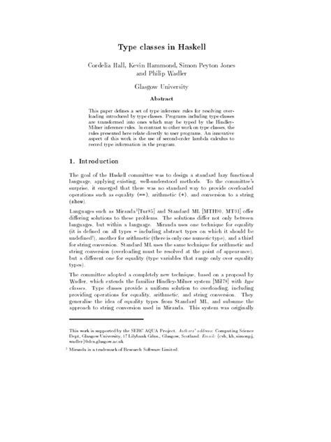 Cordelia Hall Kevin Hammond Simon Peyton Jones And Philip Wadler