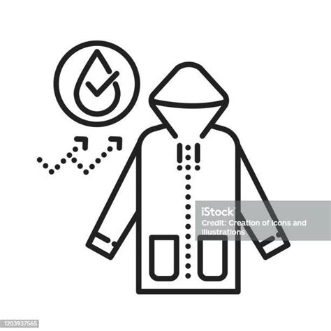 방수 천 블랙 라인 아이콘입니다 발 수 아우터 컨셉 불투과성 직물 직물 기호 웹 페이지 모바일 앱 프로모션에 대한 픽토그램 Ui Ux Gui 디자인 요소입니다 반란에 대한