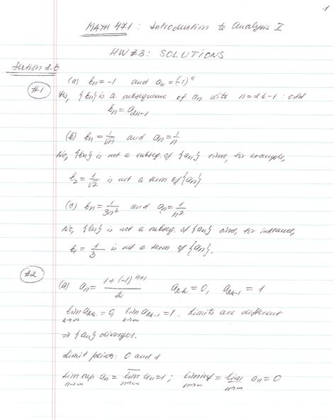 Solutions Of Homework 3 On Introduction To Analysis 1 Math 471 Docsity