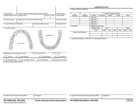 Dd Form 2322 Dental Laboratory Work Authorization Forms Docs 2023