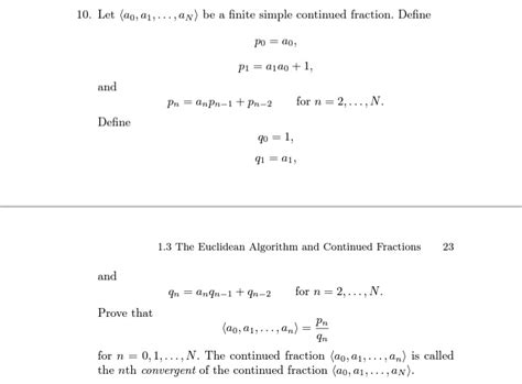Answered Let Ao A₁ An Be A Finite Simple Continued Fraction And Let Pn And In Be The