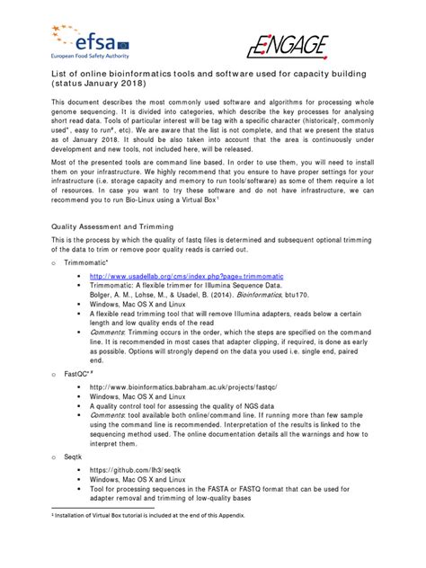 List Of Online Bioinformatics Tools And Software Final Pdf