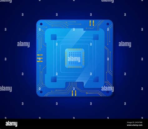 Computer Cpu Board Without Processor Blue Chip With Lines For Connecting And Transmitting Stock
