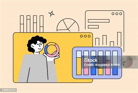 남자 평면 디자인의 데이터 분석 개념 청년은 데이터를 분석합니다 데이터 처리 전문가는 데이터 분석을 나타내는 차트와 표를 만들기 위해 노력합니다 벡터 그림입니다 개념에 대한