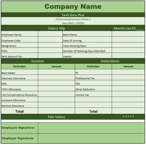 Salary Slip Format In Excel Download Salary Slip Format In Excel Download Free Salary