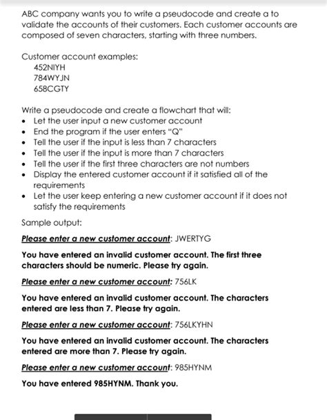 Solved Please Make A Pseudocode And Flowchart As Instructed Below