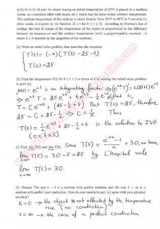 Introduction To Differential Equations First Midterm Exam Questions And Solutions Sayfa