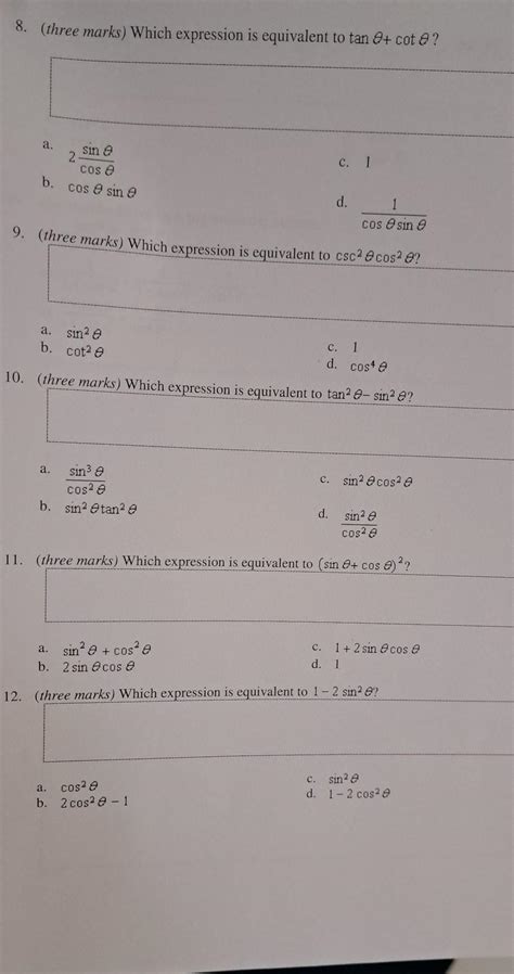 [solved] 8 Three Marks Which Expression Is Equivale