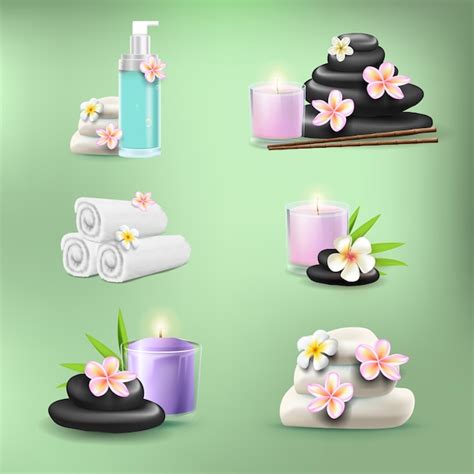 Premium Vector Realistic Spa Elements Design Set