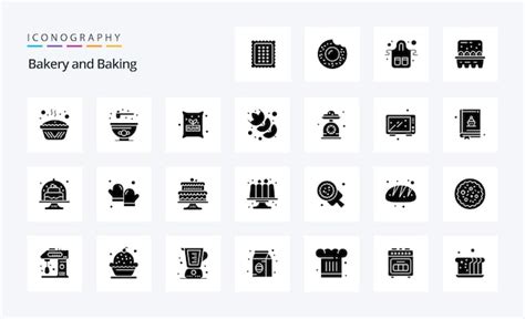 25 베이킹 솔리드 글리프 아이콘 팩 벡터 아이콘 그림 무료 벡터
