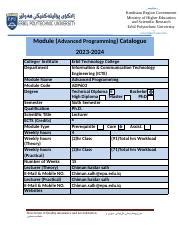 Advanced Programming Course Concepts Languages And Course Hero