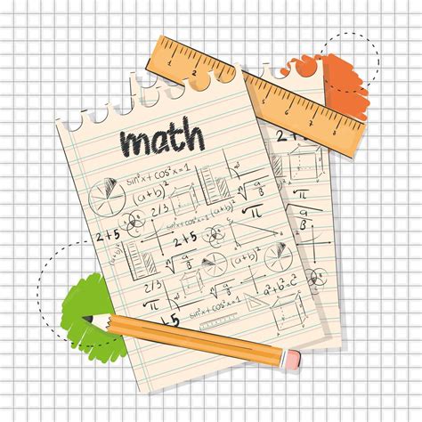 Premium Vector Pair Of Papers With Mathematical Formulas And A Ruler And Pencil Math Class