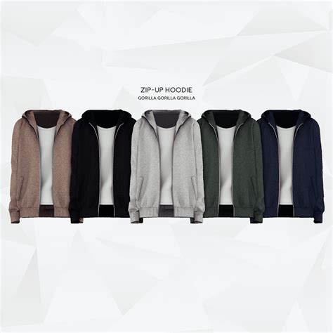 Zip Up Hoodie Gorilla Gorilla Gorilla Kläder Sims 4 Sims