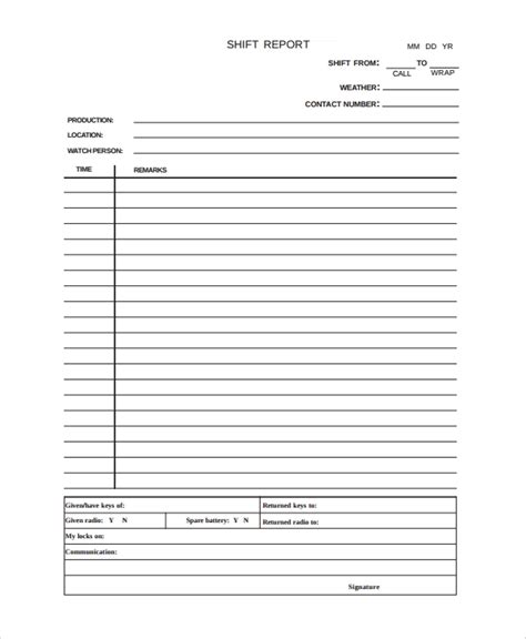 Shift Report Template