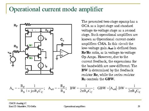 Cmos Analog Integrated Circuits Part 4 Operational Amplifiers