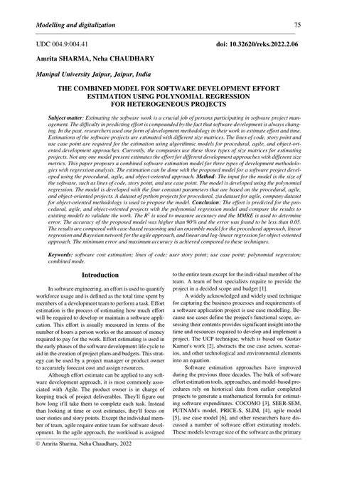Pdf The Combined Model For Software Development Effort Estimation Using Polynomial Regression