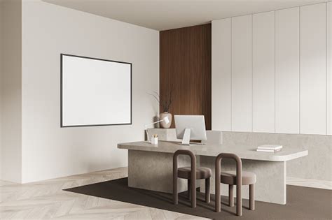 책상 선반 및 Pc 컴퓨터가있는 가벼운 사무실 방 인테리어 모형 프레임 0명에 대한 스톡 사진 및 기타 이미지 0명 3차원 형태 가구 Istock